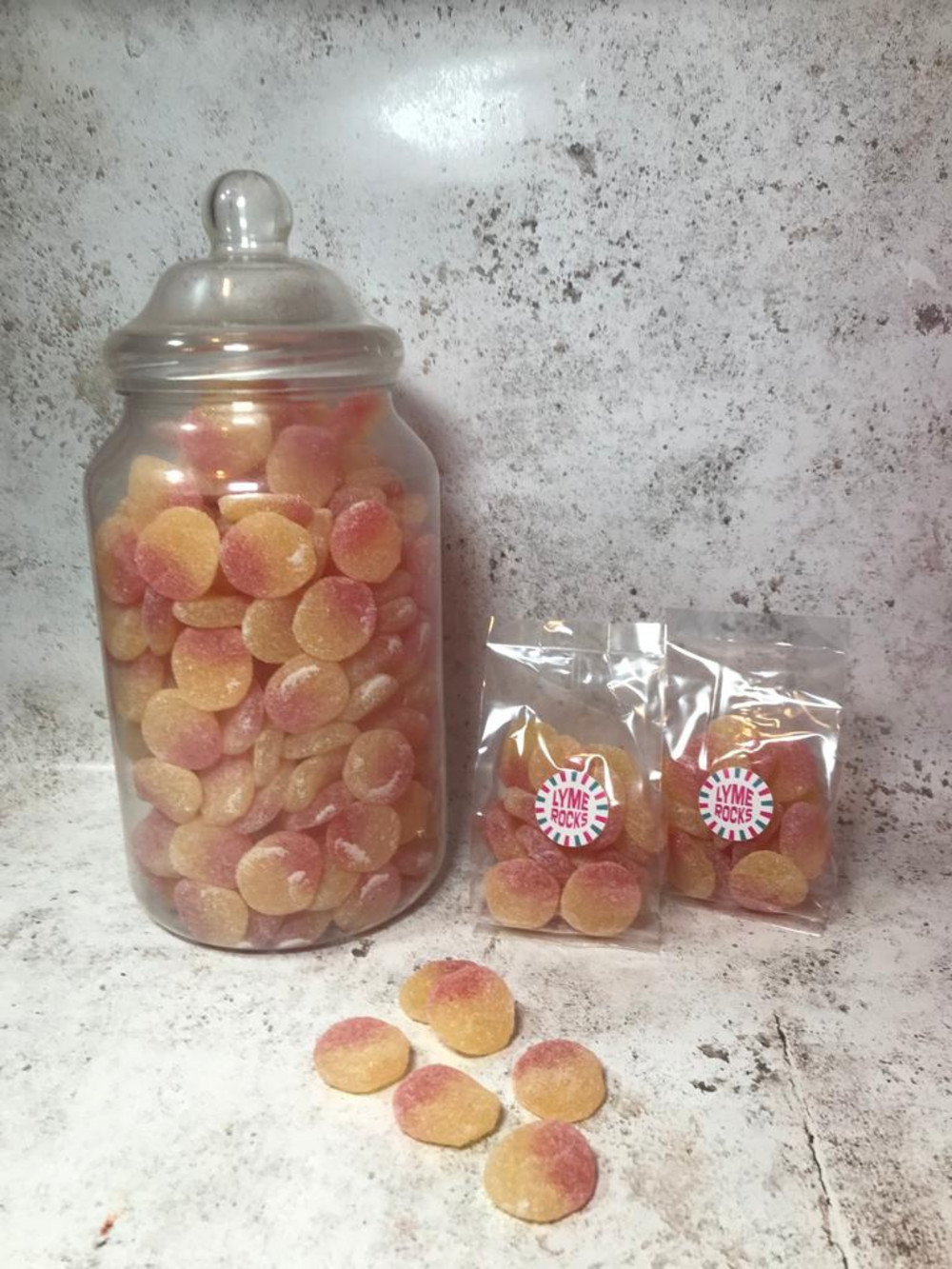 Fizzy Peaches | Shop | Lyme Rocks - Rocking sweets on the Jurassic Coast