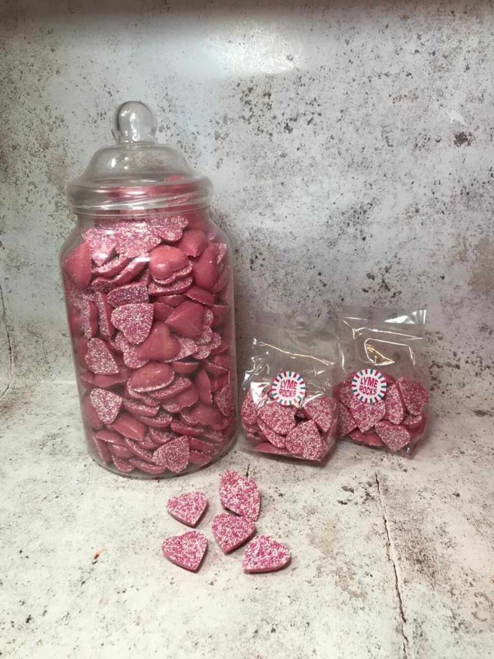 Pink Hearts | Shop | Lyme Rocks - Rocking sweets on the Jurassic Coast